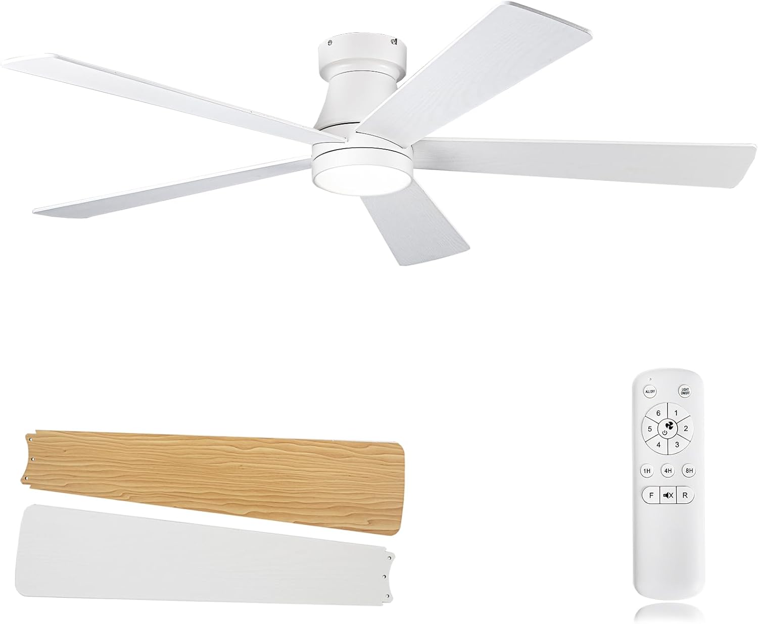 UOJ Ceiling Fans with Lights, 52 inch Low Profile Ceiling fan with ...
