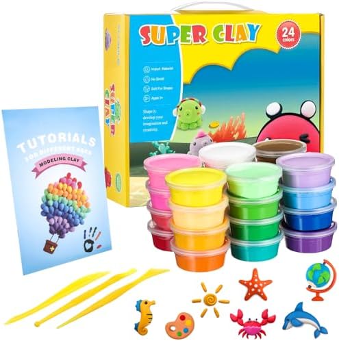 Amazon.com: ESSENSON Modeling Clay Kit - 24 Colors Air Dry Ultra Light ...