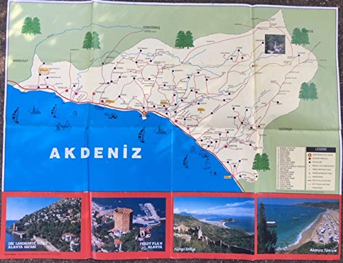 Map of Alanya, Turkey / Alanya Stadt Plan (68 cm x 50 cm): Various ...