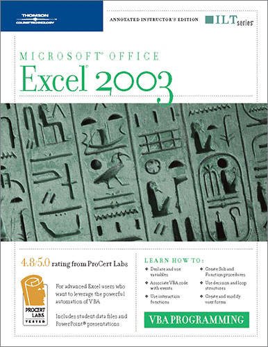 Amazon | Excel 2003: VBA Programming, 2nd Edition, Instructor's Edition (ILT) | Axzo Press | VBA