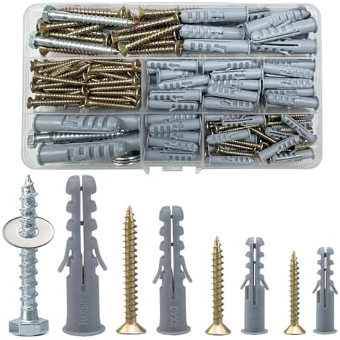 188 Pcs Screws And Wall Plugs Set, Anchor Bolts Assorted,Heavy Duty ...