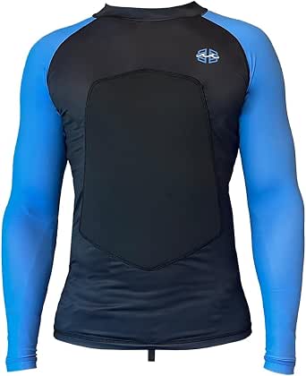 Amazon.com: RIBBY SPF 50+ 5mm Padded Rash Guard, Black and Blue, Long ...