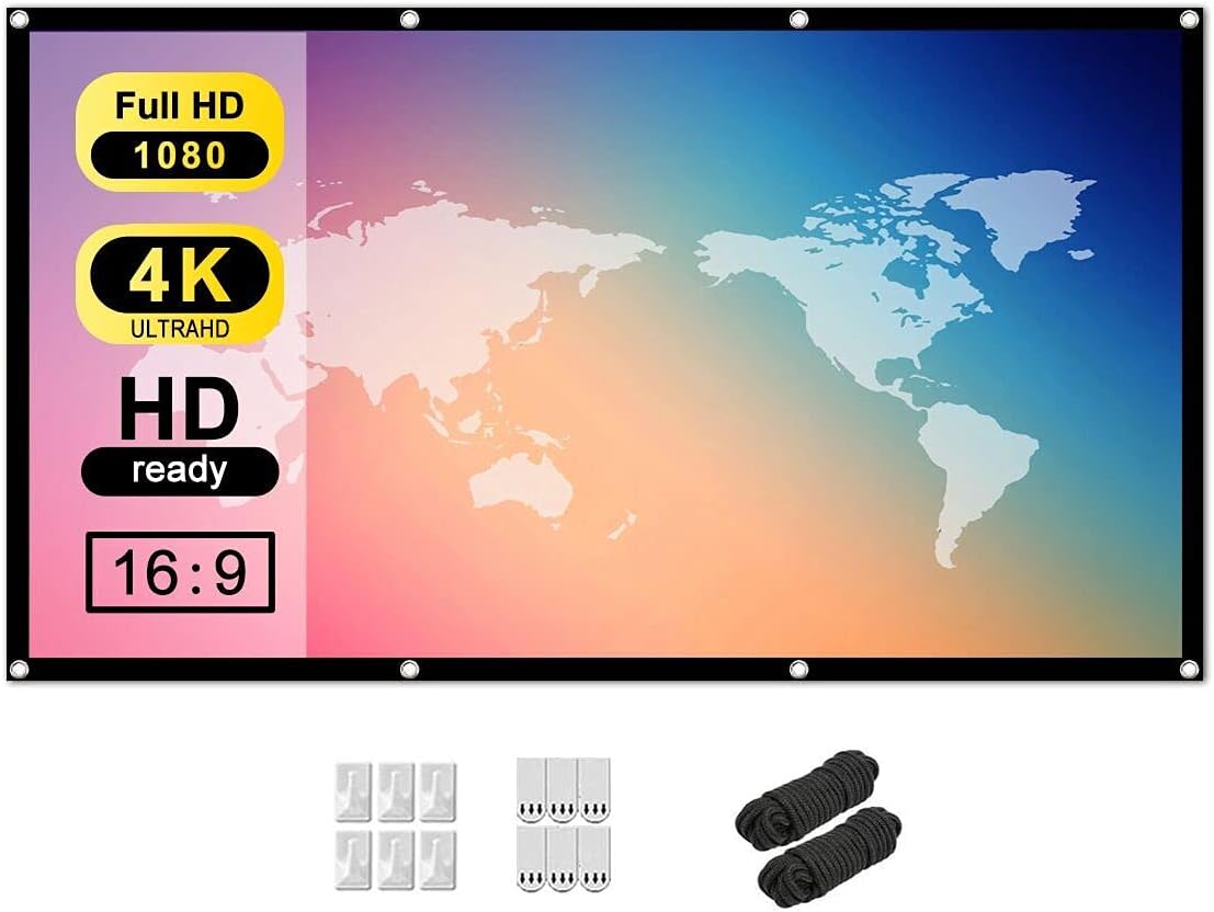 OWill 100 inch Projector Screen 16:9 HD Foldable for Home Theater ...