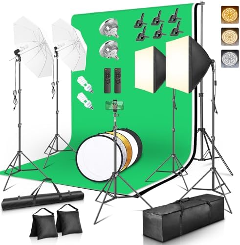 Amazon.com : Photography Lighting Kit with 8.5x10ft Backdrops, LED ...