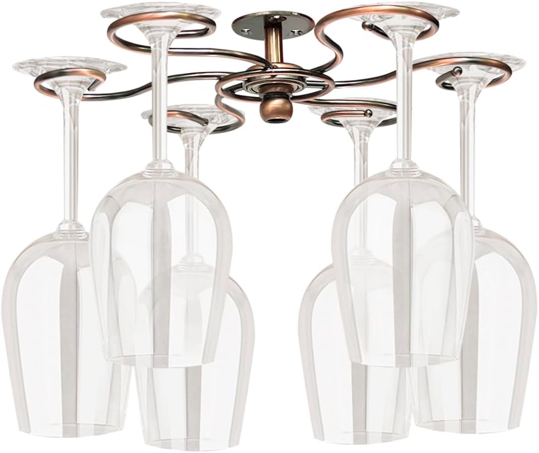 Amazon.com: Wjwumha Wine Glass Holder Under Cabinet 360° Rotating ...