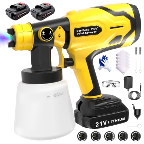 Snapklik.com : Cordless Paint Sprayer 21V, Battery Powered Paint ...