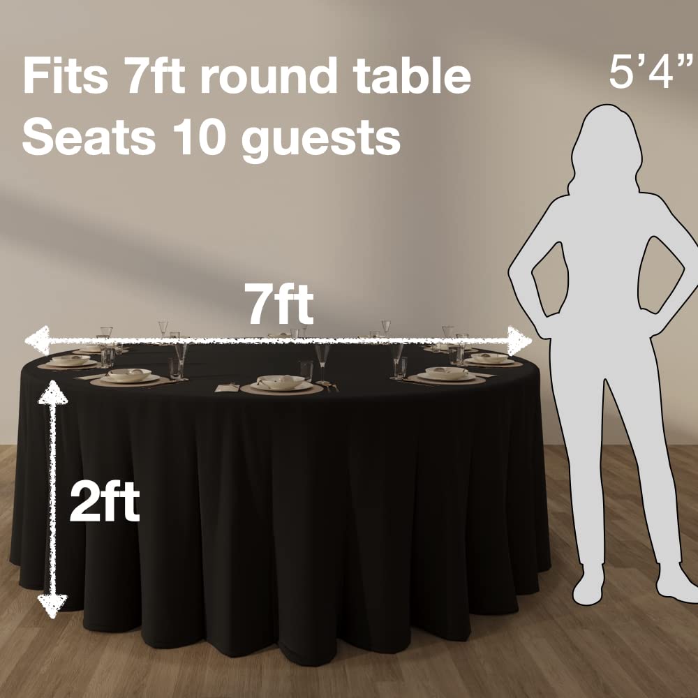 Snapklik.com : Urby 132 Inches Large Black Round Tablecloth For 6-7ft ...