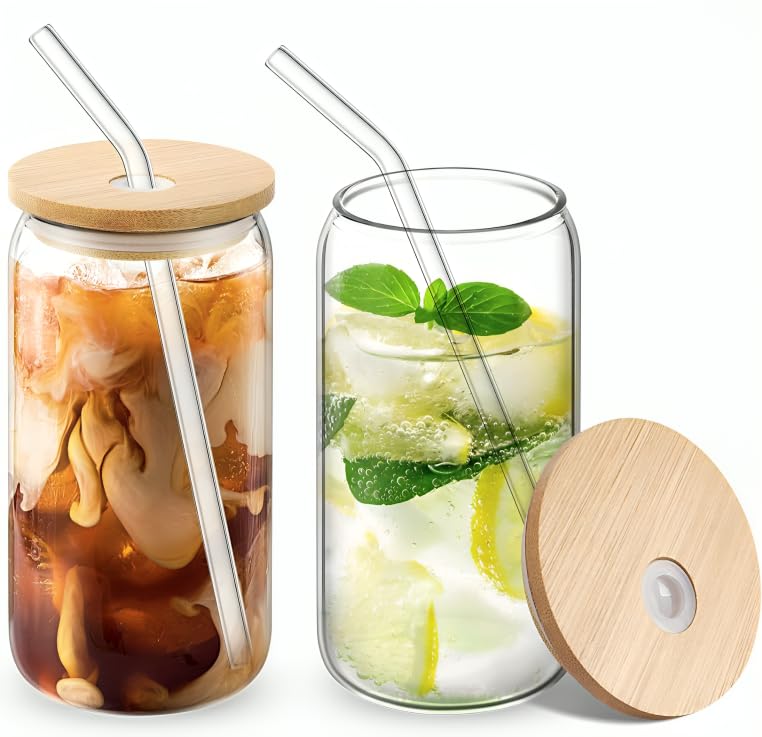 Buy SKDBPM Ice Juice Drinks Glass Can Mug with Straw for Milk/Coffee ...
