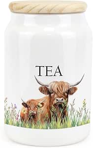 Purely Home Highland Cow Ceramic Tea Storage Canister - Mum & Calf ...