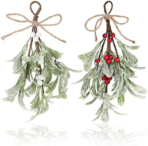 Amazon.com: GEEHUA 2 Pcs Christmas Mistletoe Hanging Ornament ...