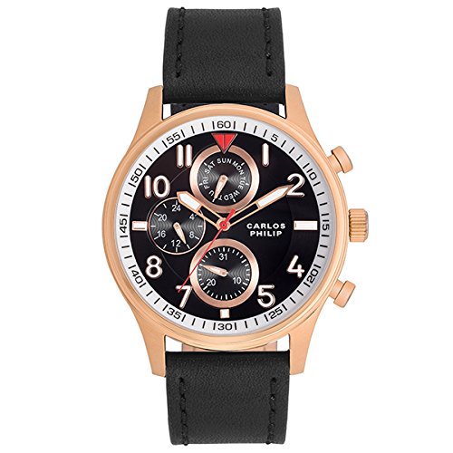 CARLOS PHILIP Black Men's Watch : Amazon.in: Fashion