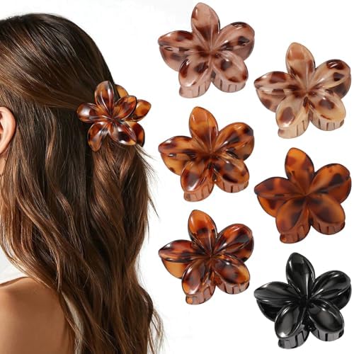 Amazon.com: 6 PCS Amber Flower Hair Clips, Large Claw Clips for Women ...