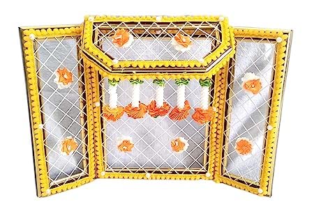 Buy Radha Krishna Mart Laddu Gopal Wooden Phool Bangla Temple for ...