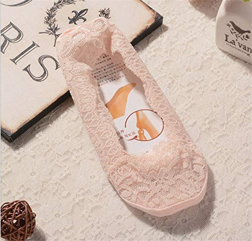 1 Pair Women Girls Yoga Boat Socks Lace Print Solid Thin No Show Peds ...
