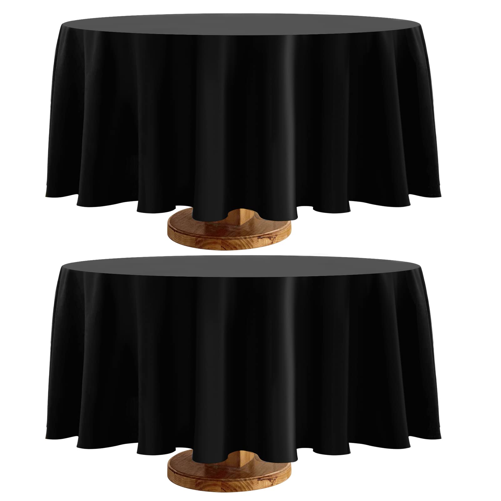 Aocoz 2 Pack Black Round Tablecloth - 120 Inch Round Tablecloth, Stain ...