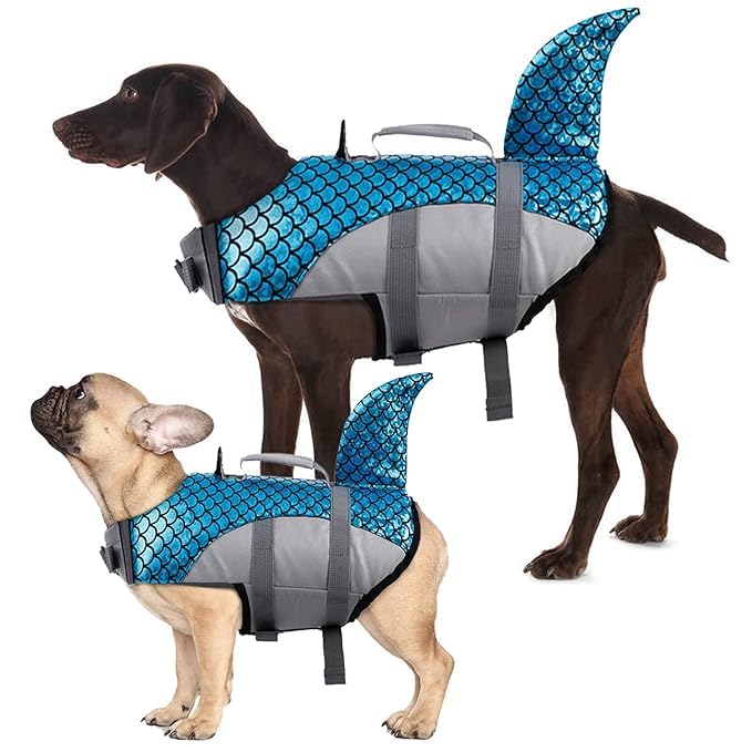 Oplad Dog Life Jacket for Swimming Dog Life Vest Shark Pet Flotation ...