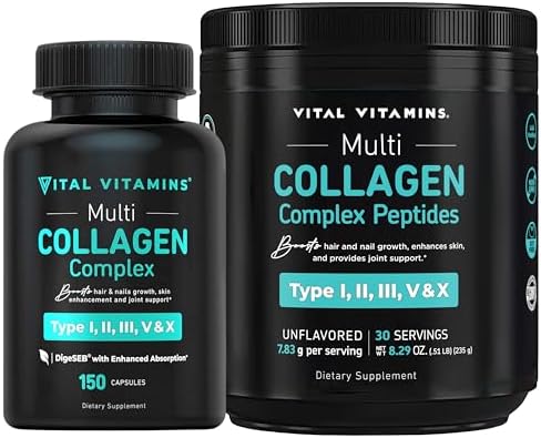 Amazon.com: Vital Vitamins Multi Collagen Pills + Multi Collagen Peptides Powder : Health ...