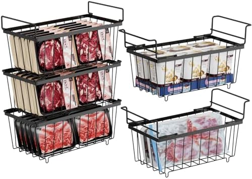 Amazon.com: iSPECLE 6 Pack Freezer Organizer Bins - 4 Pack Stackable ...