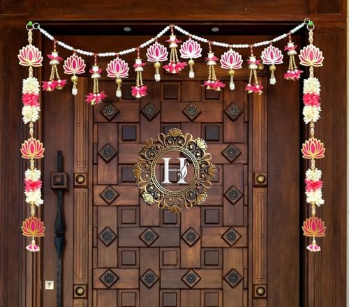 HEGIENES DECOR'S Traditional Pink Lotus Toran - Multicolor ...