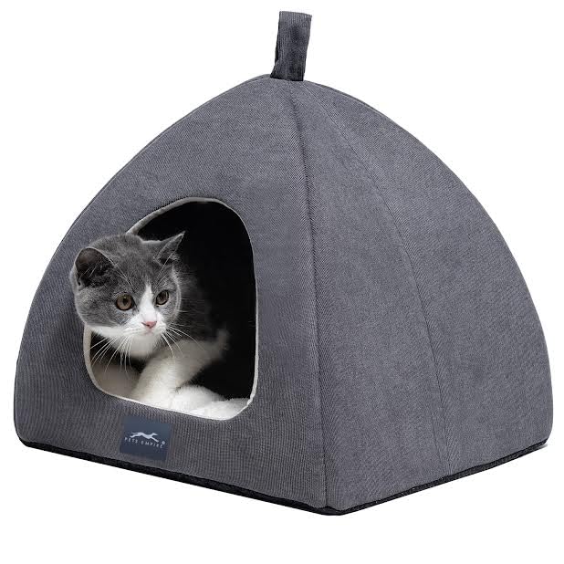 PETS EMPIRE Soft Fabric Comfortable Hut Bed for Cats, Kittens and ...