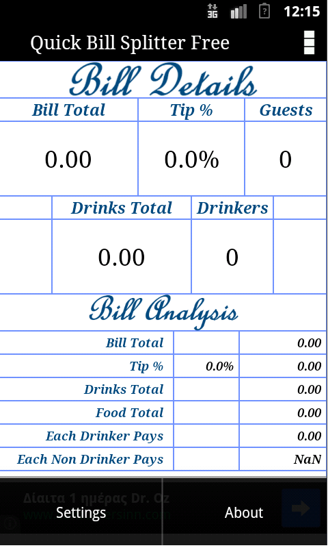 Quick Bill Splitter & TIp Calculator:Amazon.com:Appstore for Android