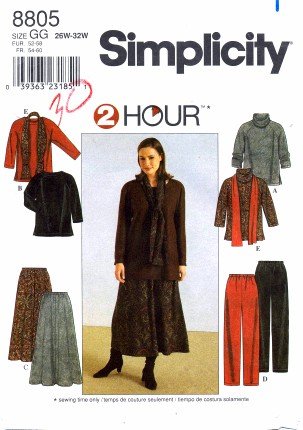 Simplicity 8805 Sewing Pattern Misses Full Figure Top Skirt Pants Scarf ...