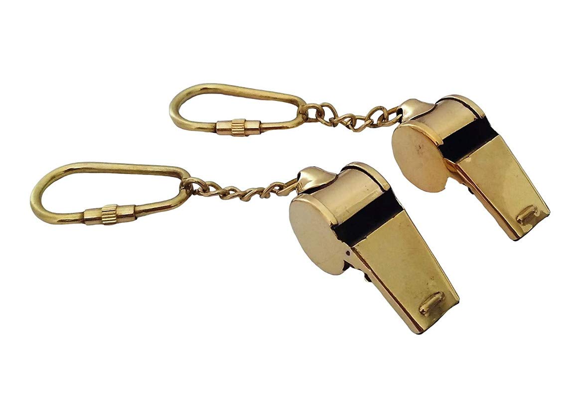 Antique Security Guard Whistle Brass Keychain-Set of 2 : Amazon.in ...