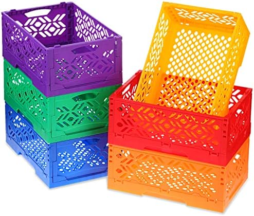 Amazon.com : 6 Pack Stackable Plastic Baskets Stacking Folding Storage ...