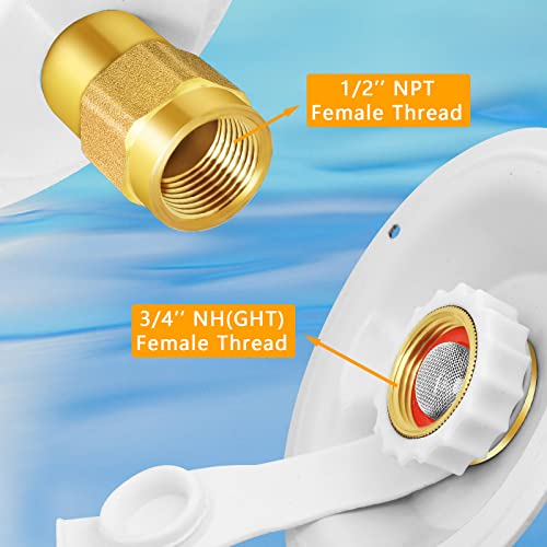 Snapklik.com : City Water Inlet For RV, 3/4 NH To 1/2 NPT Female Camper ...