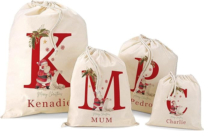 Amazon.com: Personalized Initial Christmas Santa Sacks with Name for ...