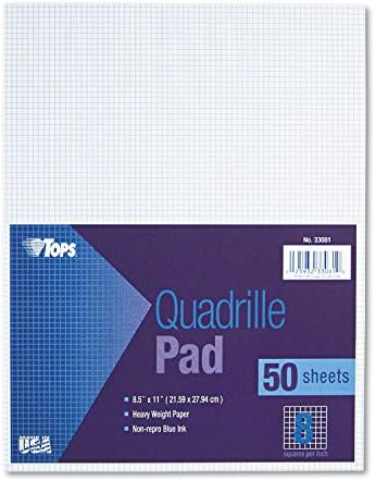Amazon.com : TOPS 33081 Quadrille Pads,8-Inch x8-Inch Ruled,20 lb.,8-1/ ...
