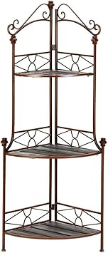 Amazon.com - Rustic Style Metal Scrollwork Corner Bakers Rack Shelves ...