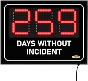 Yellow Safety®, Days Without Incident Electric Sign,11"x15" Safety ...