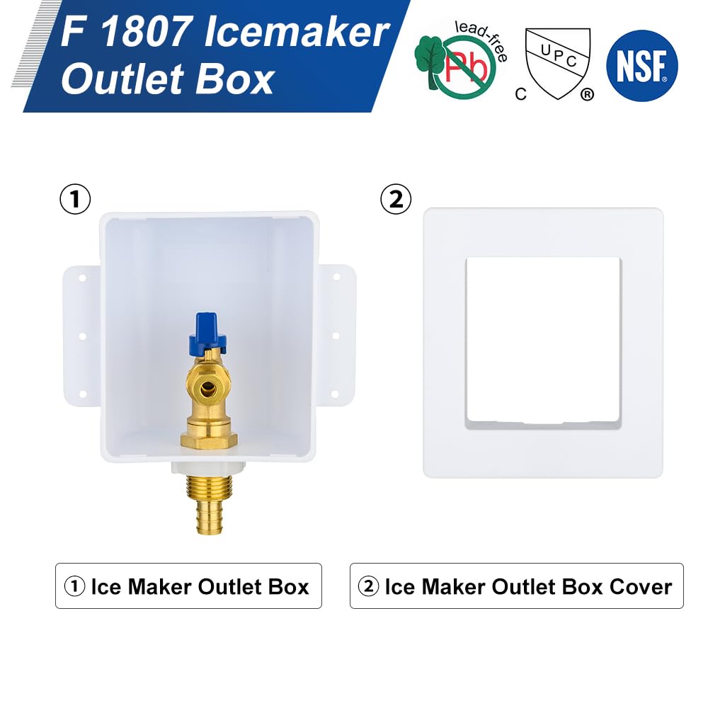 Snapklik.com : EFIELD Premium Ice Maker Outlet Box,1/2-Inch Crimp Pex Inlet