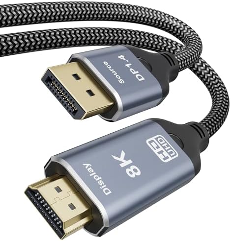 Amazon.com: 8K DisplayPort to HDMI 2.1 Cable 10FT 8K@60Hz 4K@120Hz Uni ...