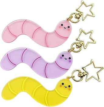3PCS Worm Acrylic Keychain,Cute keychains,Women Wallets Car Keychain ...