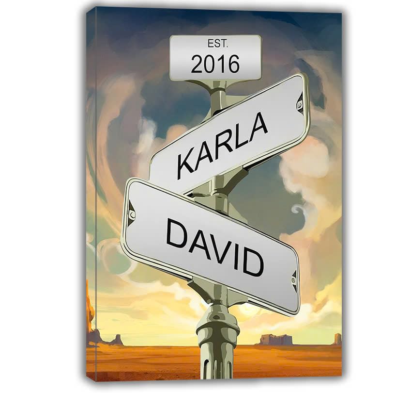 Amazon.com : Couples Street Sign Canvas, Personalized Crossroads Street ...