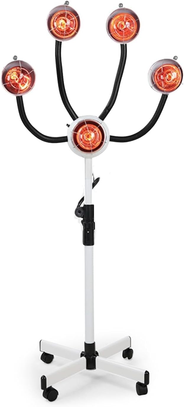 Amazon.com : 5 Head 750W Infrared Heat Lamp Red Light Portable Floor ...