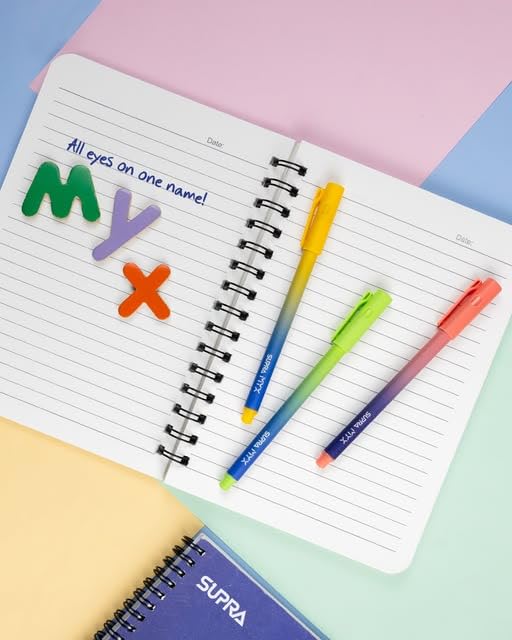 Supra MYX Ball Pens, Gradient Colour Design, Pack of 10, Blue : Amazon ...