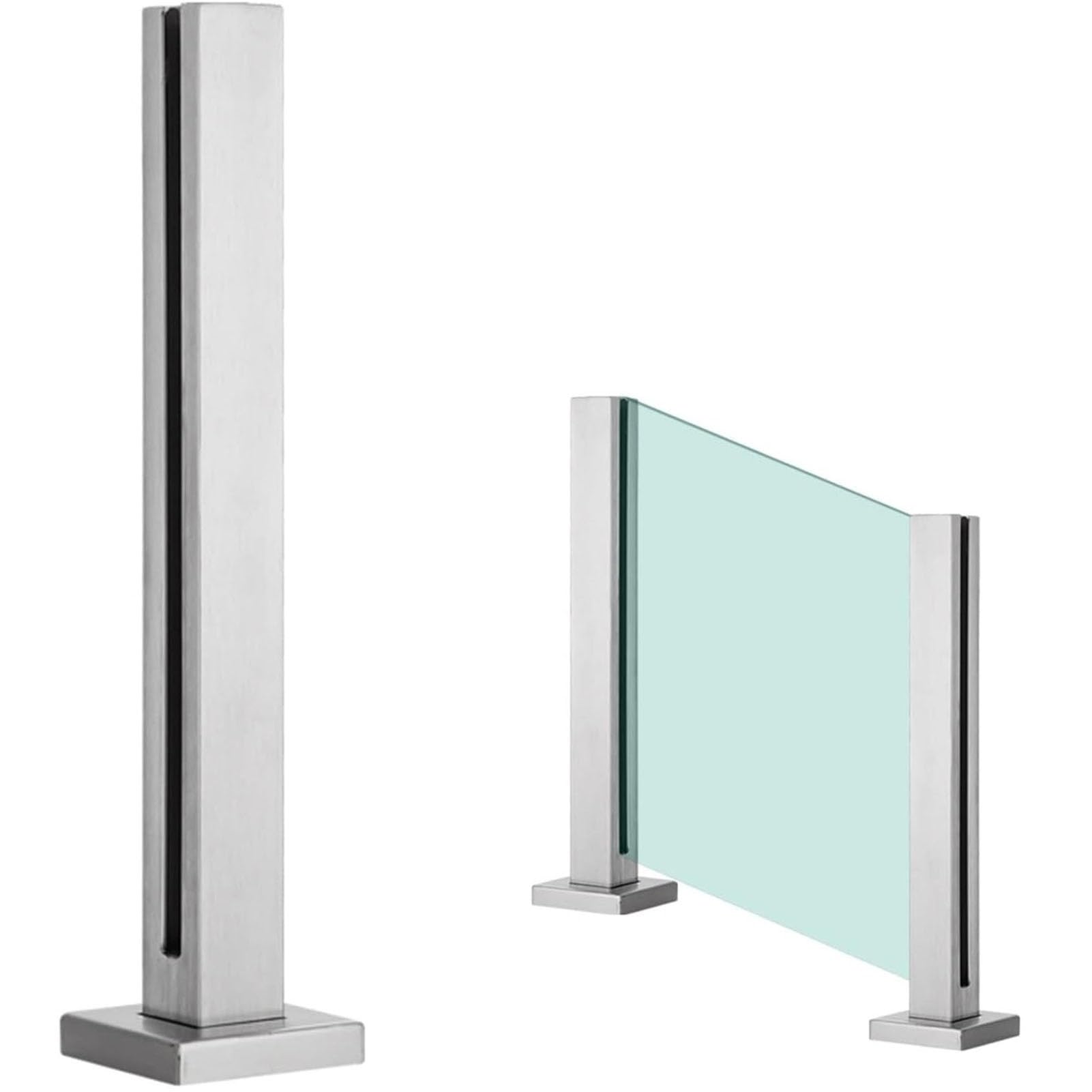 Amazon.com: Square Glass Railing Post 304 Stainless Steel, Floor Mount ...