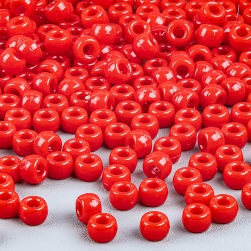 Amazon.com: Sukh 1000+ Pcs Pony Beads - 6x9mm Red Color Pony Beads Bulk ...