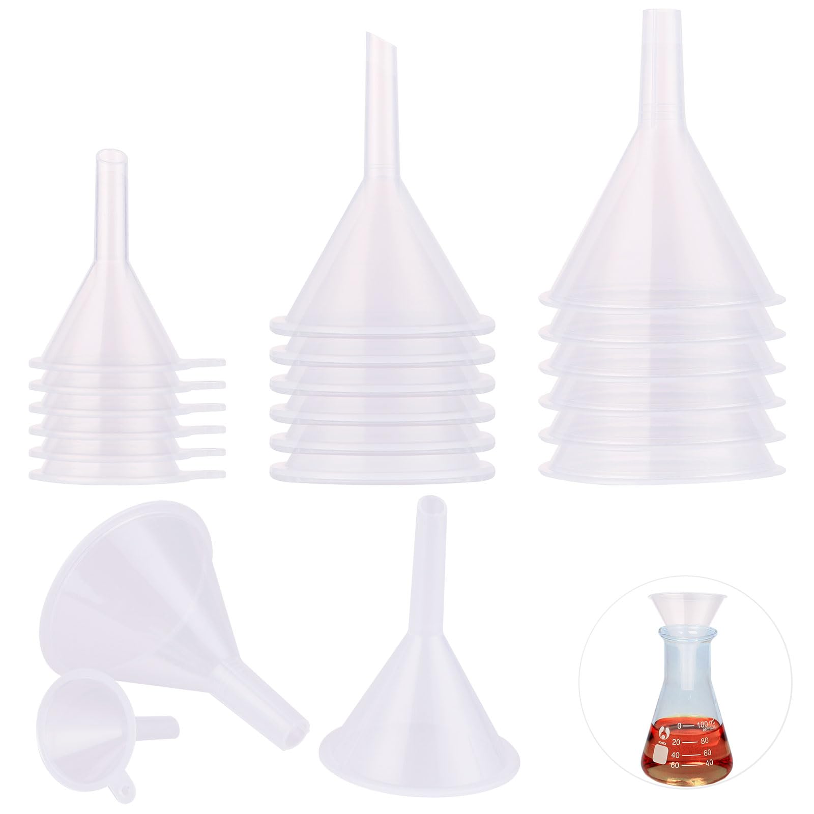 DAJAVE 60 Pcs Funnels Set, 3 Sizes Small Funnels for Filling Bottles or ...