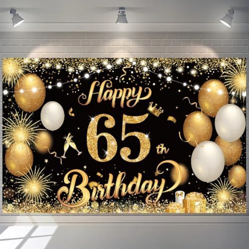 Happy 65th Birthday Banner Gold 1.1 x 1.8m Happy 65th Birthday Banner ...