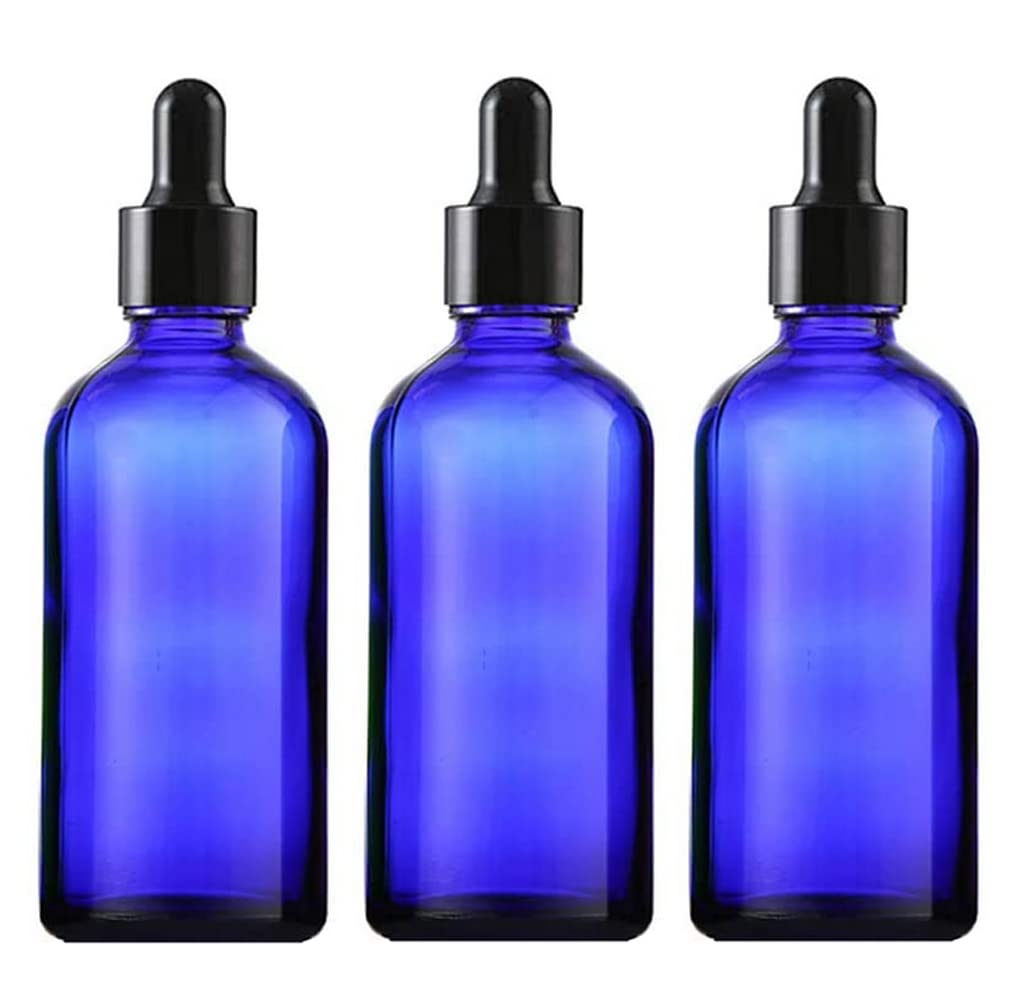 Amazon.com: 3 Pack 100ml/3.5oz Cobalt Blue Glass Bottles with Glass Eye ...