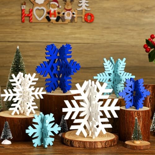 Amazon.com: Maitys 12 Pcs Christmas Wooden Snowflake Decor Winter Signs ...