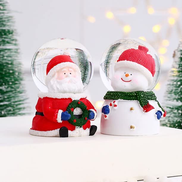 Buy Jagmag® Set of 2 Christmas Santa Snowman Shape Snow Globe LED ...