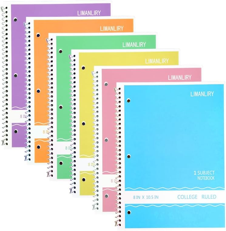 6pack Spiral Notebooks College Wide Ruled Paper Notebooks 8 X10.5 ...