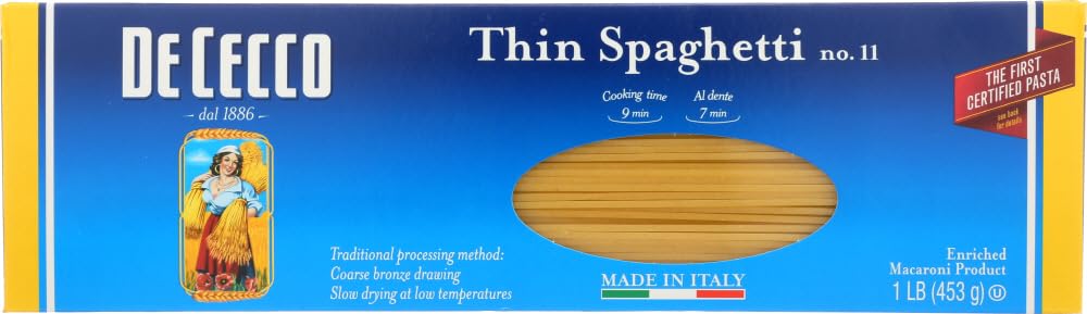 Amazon.com : DeCecco Pasta Thin Spaghetti no. 11 - 16 Oz(Pack of 2 ...
