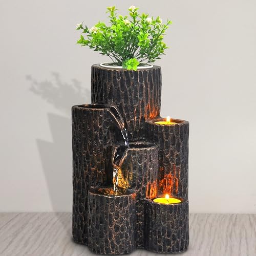 Amazon.com: Greyhoo Indoor Water Fountain 3 Tier Column Tabletop ...