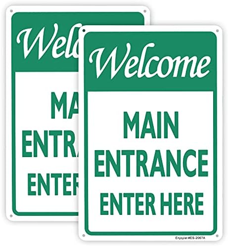 Amazon.com: Welcome Main Entrance Enter Here Signs 14 x 10 Inches ...